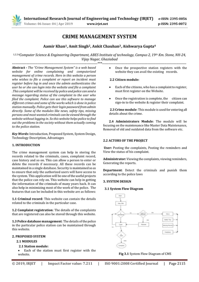 IRJET- Crime Management System | PDF IRJET- Crime Management System | PDF