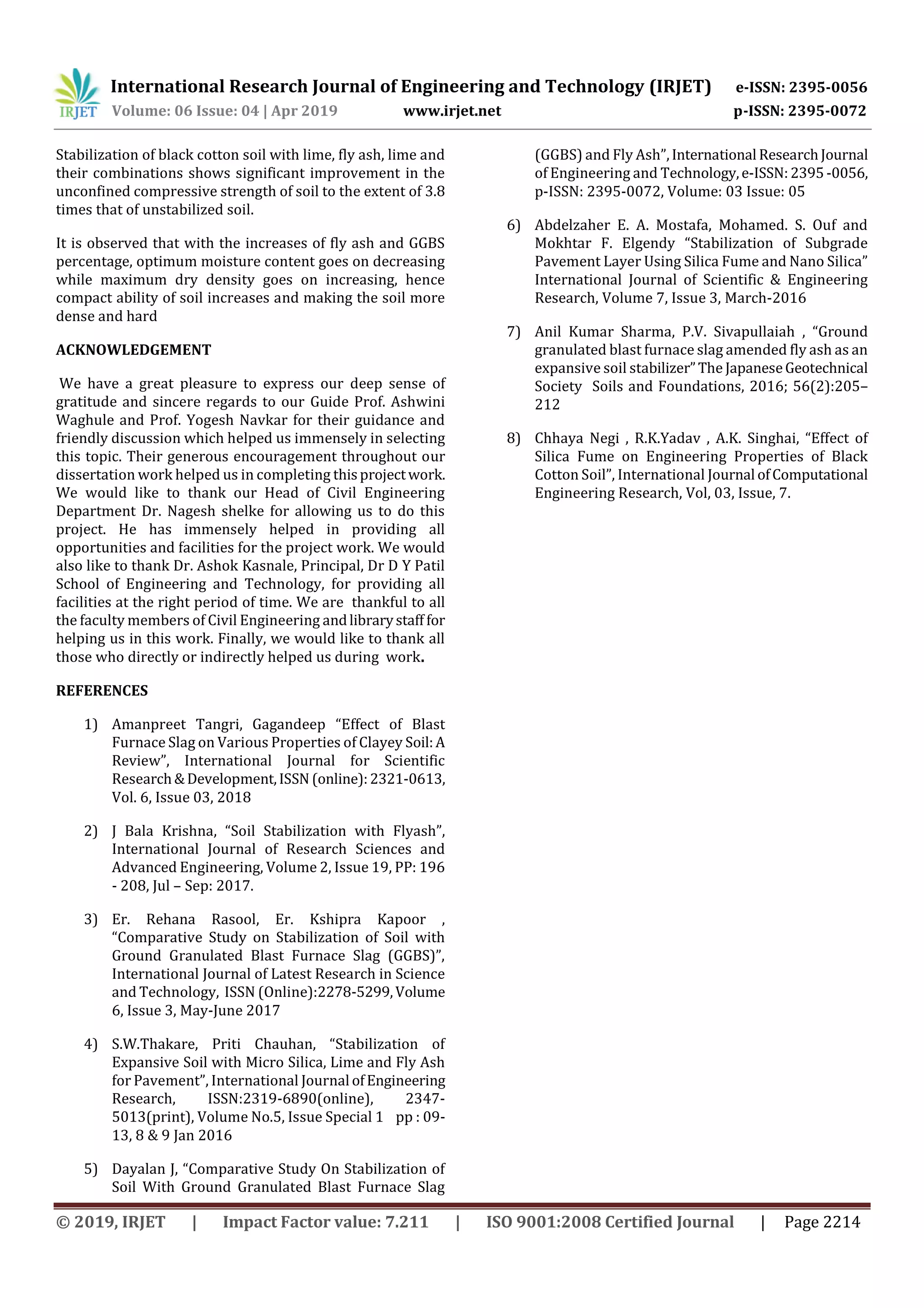 IRJET- Review on Soil Stabilization Technique | PDF