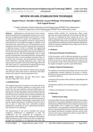 IRJET- Review on Soil Stabilization Technique | PDF