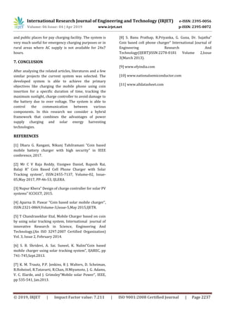 IRJET- Mobile Charging by using Coin Insertion Module and Renewable ...
