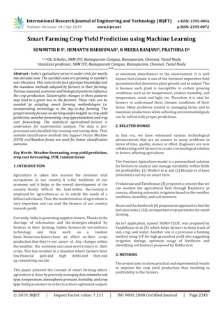 IRJET- Smart Farming Crop Yield Prediction using Machine Learning | PDF