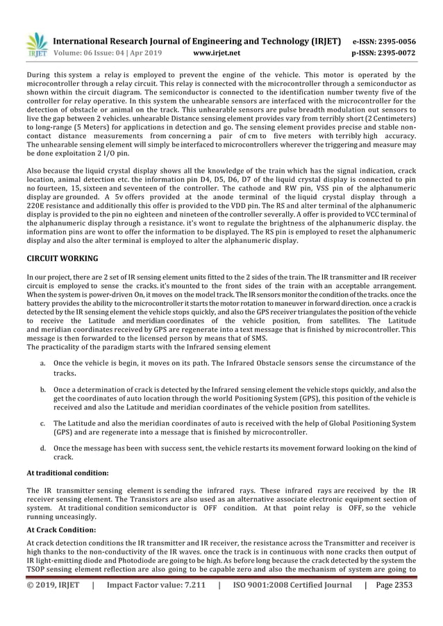 IRJET- Railway Track Fault Detection System using Robot Car | PDF