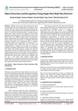 IRJET- Object Detection and Recognition using Single Shot Multi-Box Detector | PDF