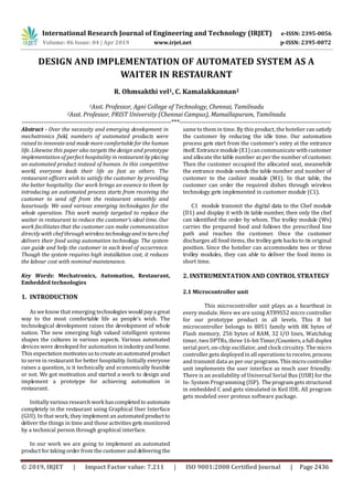 IRJET- Design and Implementation of Automated System as a Waiter in Restaurant | PDF | Robotics ...