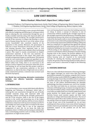 IRJET- Low Cost Housing | PDF