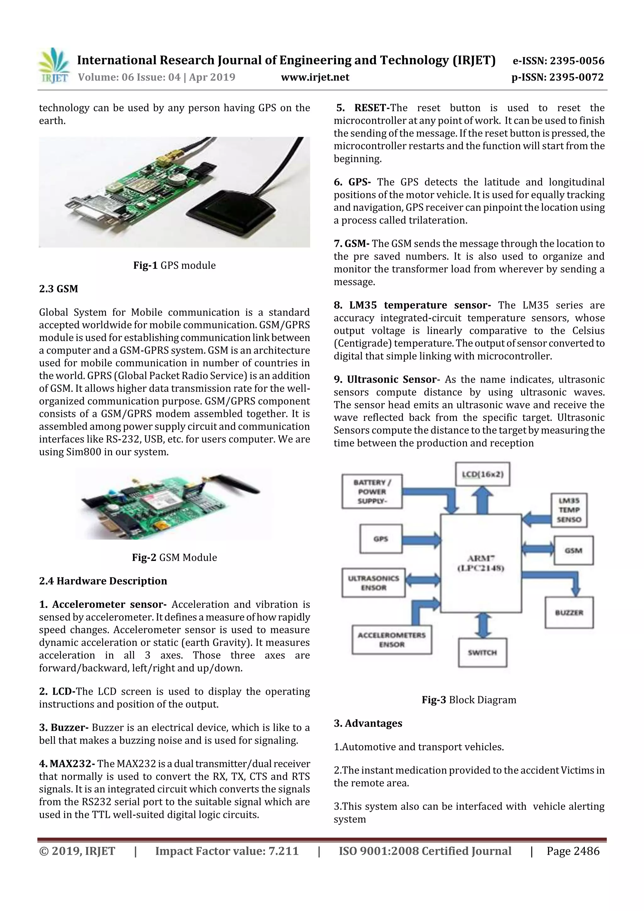 IRJET- Vehicle Accident Detection System using GSM and GPS | PDF