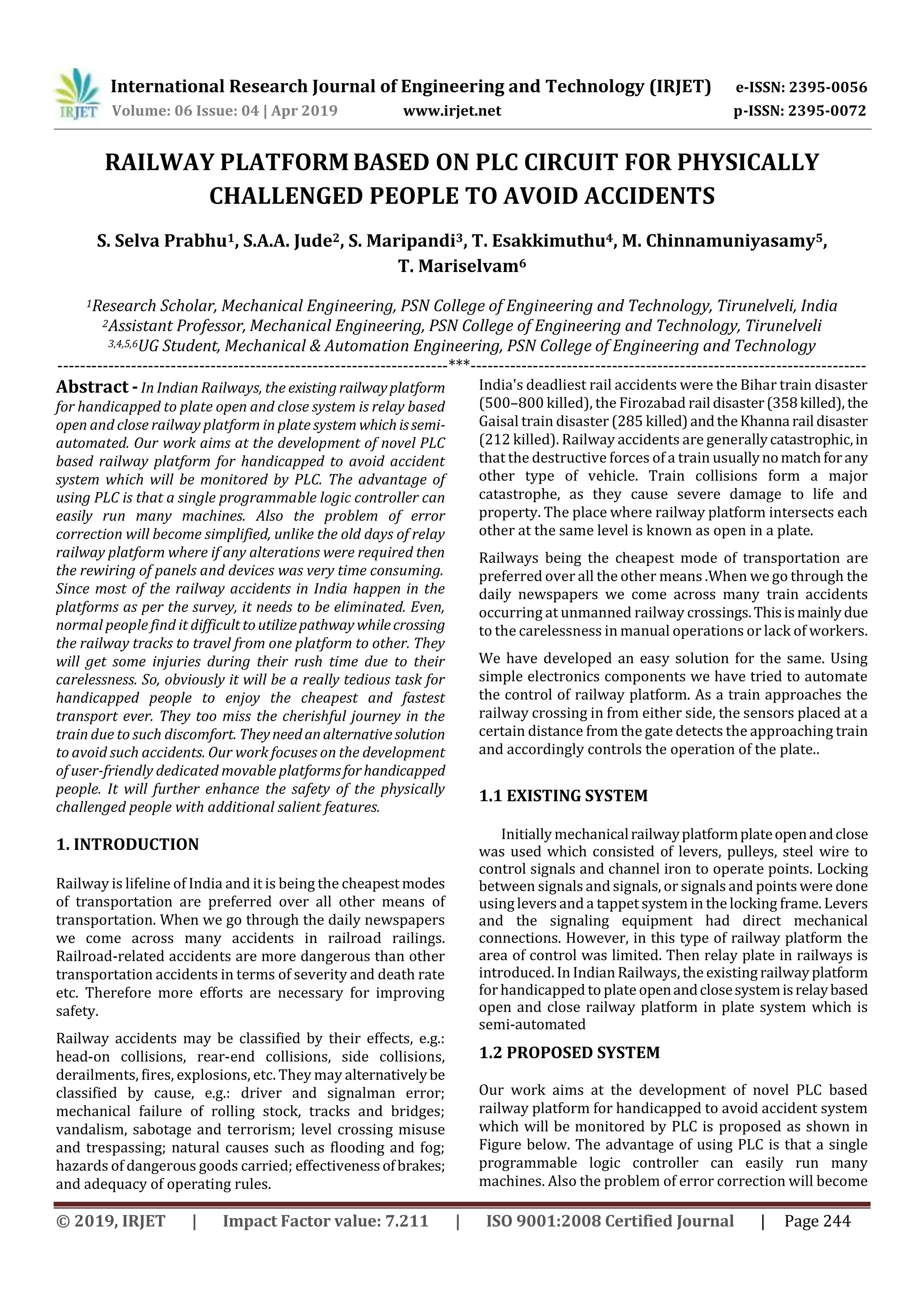 IRJET- Railway Platform based on PLC Circuit for Physically Challenged ...