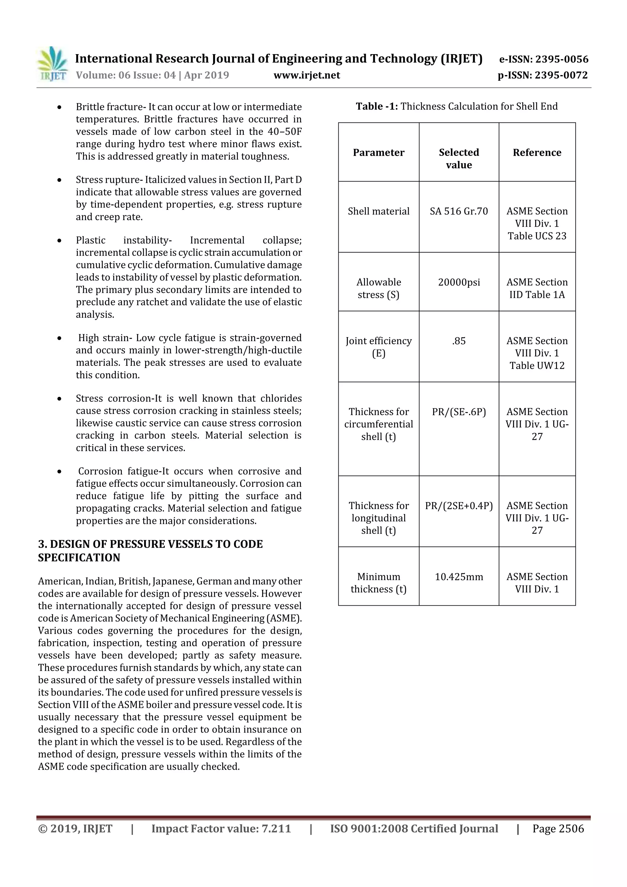 IRJET- Design and Analysis of Pressure Vessel using Software | PDF
