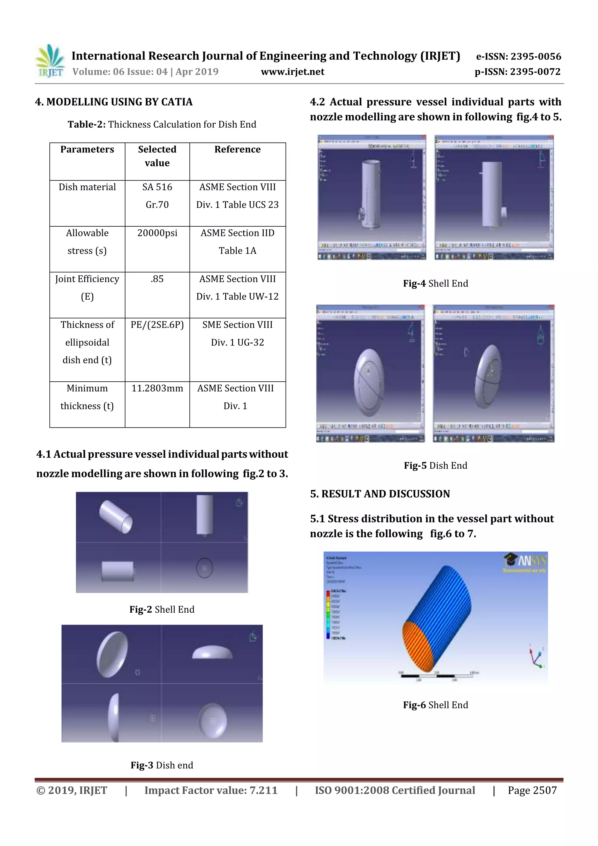IRJET- Design and Analysis of Pressure Vessel using Software | PDF