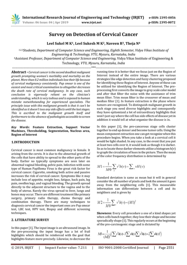 IRJET- Survey on Detection of Cervical Cancer | PDF | Cancer | Diseases ...