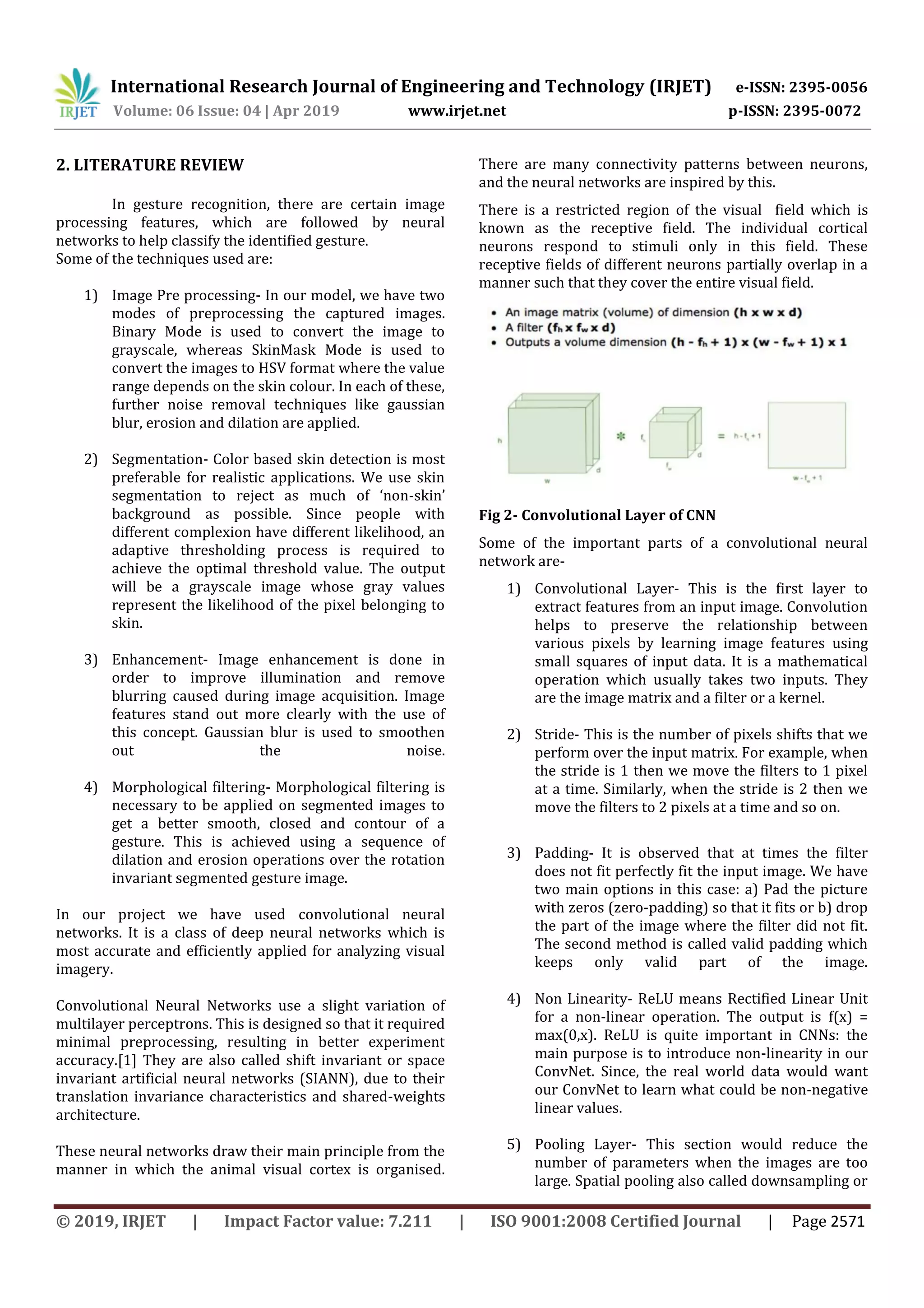 IRJET- A Vision based Hand Gesture Recognition System using Convolutional Neural Networks | PDF