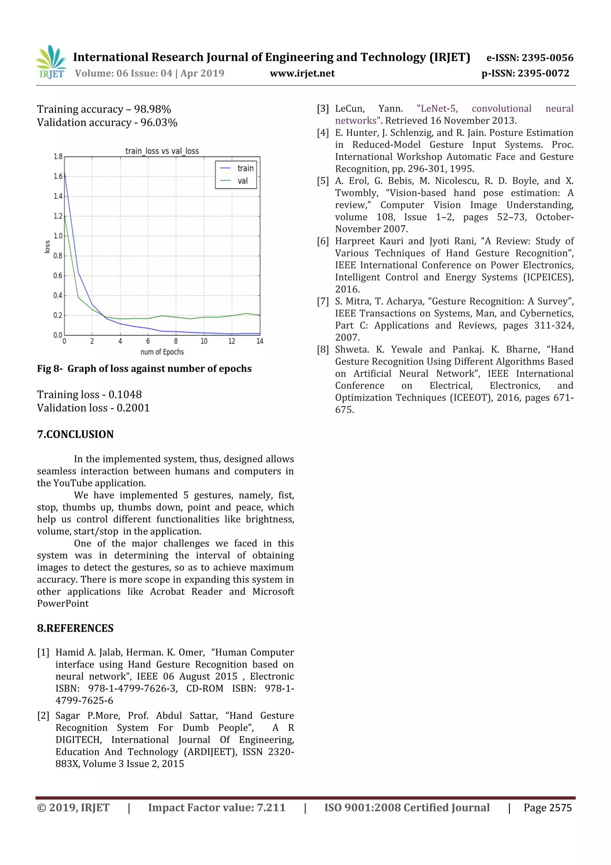 IRJET- A Vision based Hand Gesture Recognition System using Convolutional Neural Networks | PDF