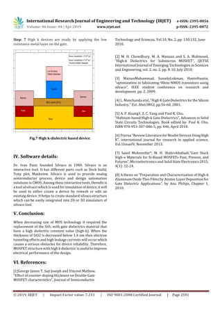 IRJET- Simulation of High K Dielectric MOS with HFo2 as a Gate ...