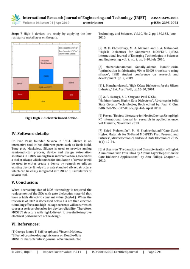 IRJET- Simulation of High K Dielectric MOS with HFo2 as a Gate Dielectric | PDF | Chemistry ...