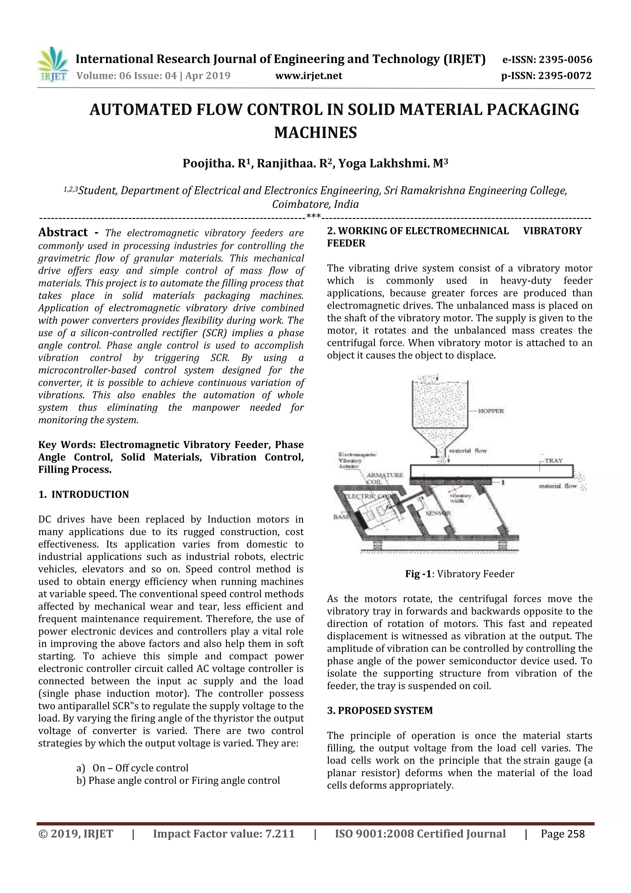 IRJET- Automated Flow Control in Solid Material Packaging Machines | PDF