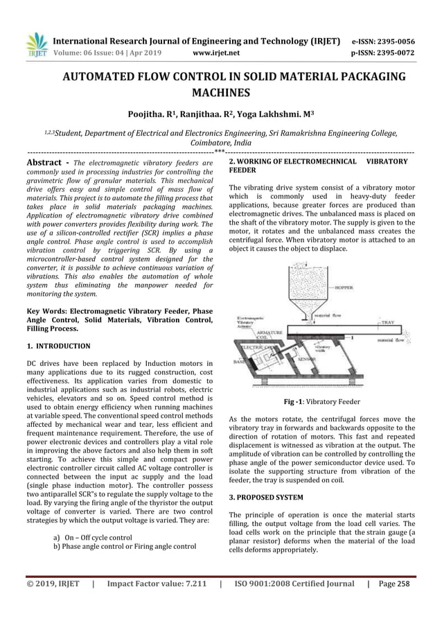 IRJET- Automated Flow Control in Solid Material Packaging Machines | PDF