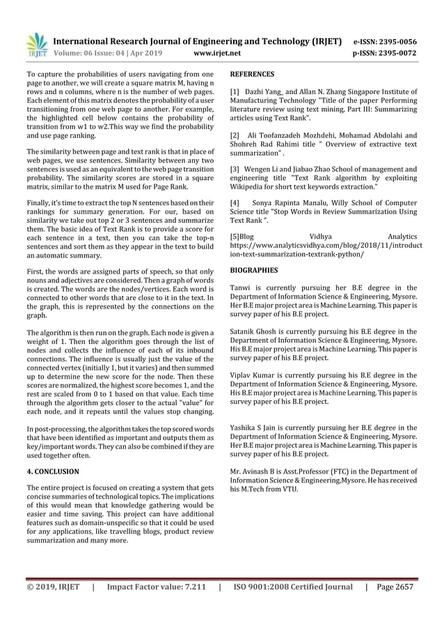 IRJET- Automatic Text Summarization using Text Rank | PDF IRJET- Automatic Text Summarization using Text Rank | PDF