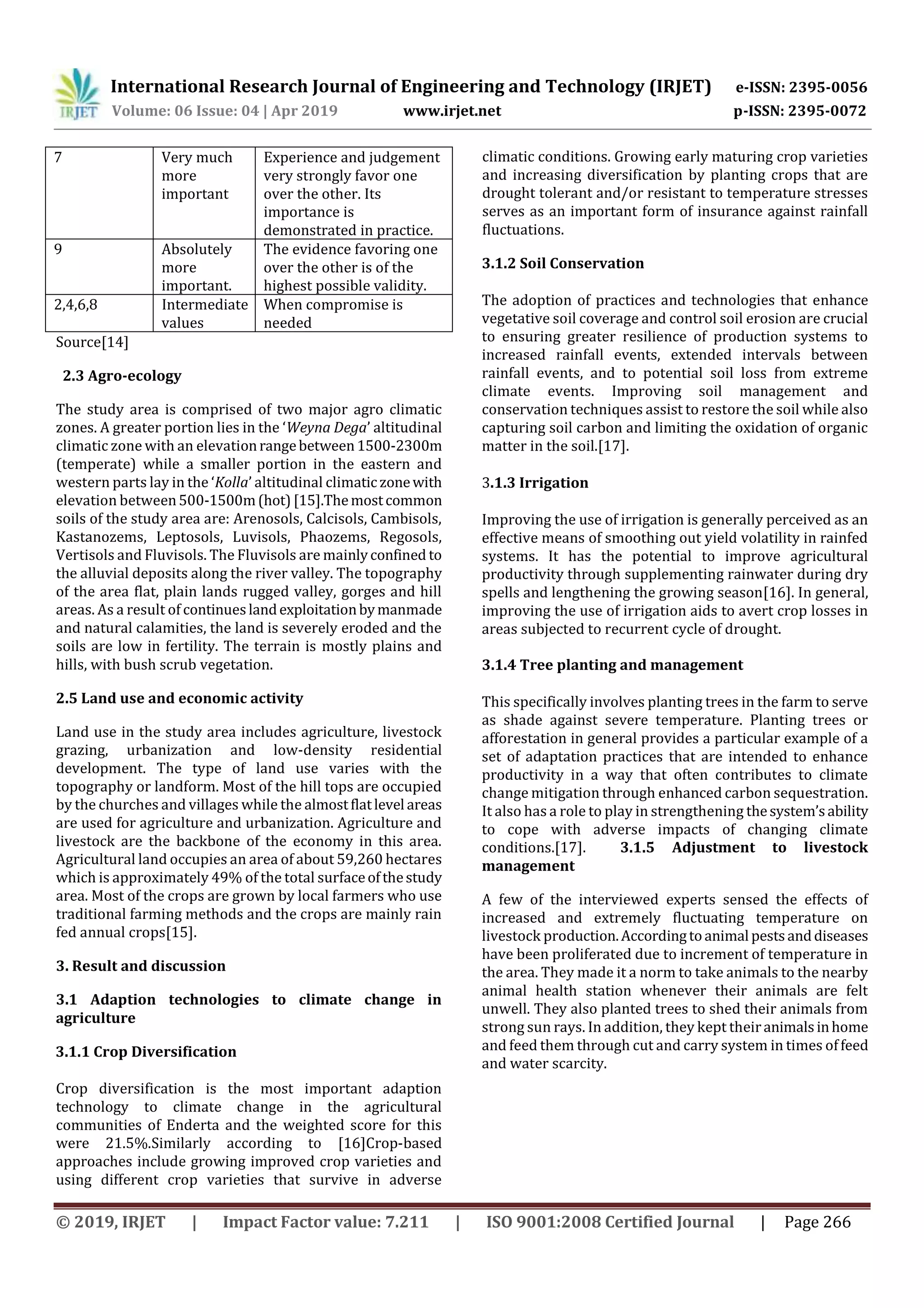 IRJET- Prioritizing and Selection of Adaption Technologies to Climate Change using Analytical ...