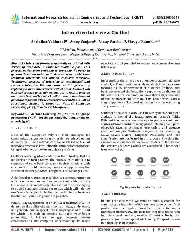 IRJET- Interactive Interview Chatbot | PDF | Artificial Intelligence ...