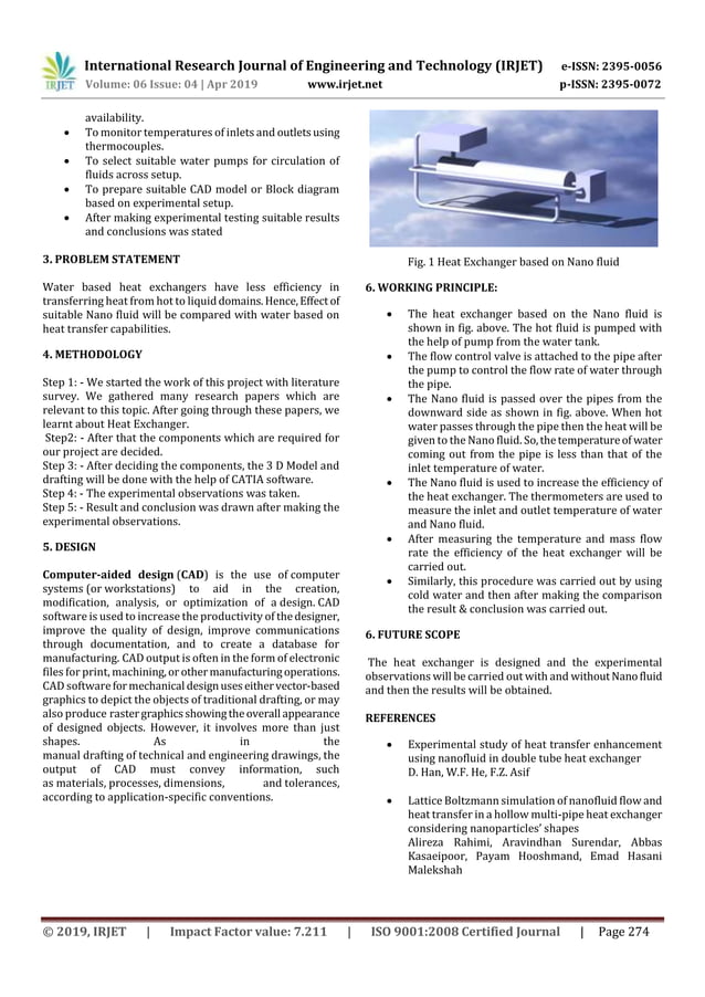 IRJET- Heat Exchanger based on Nano Fluid | PDF