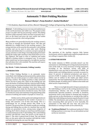 IRJET- Automatic T-Shirt Folding Machine | PDF