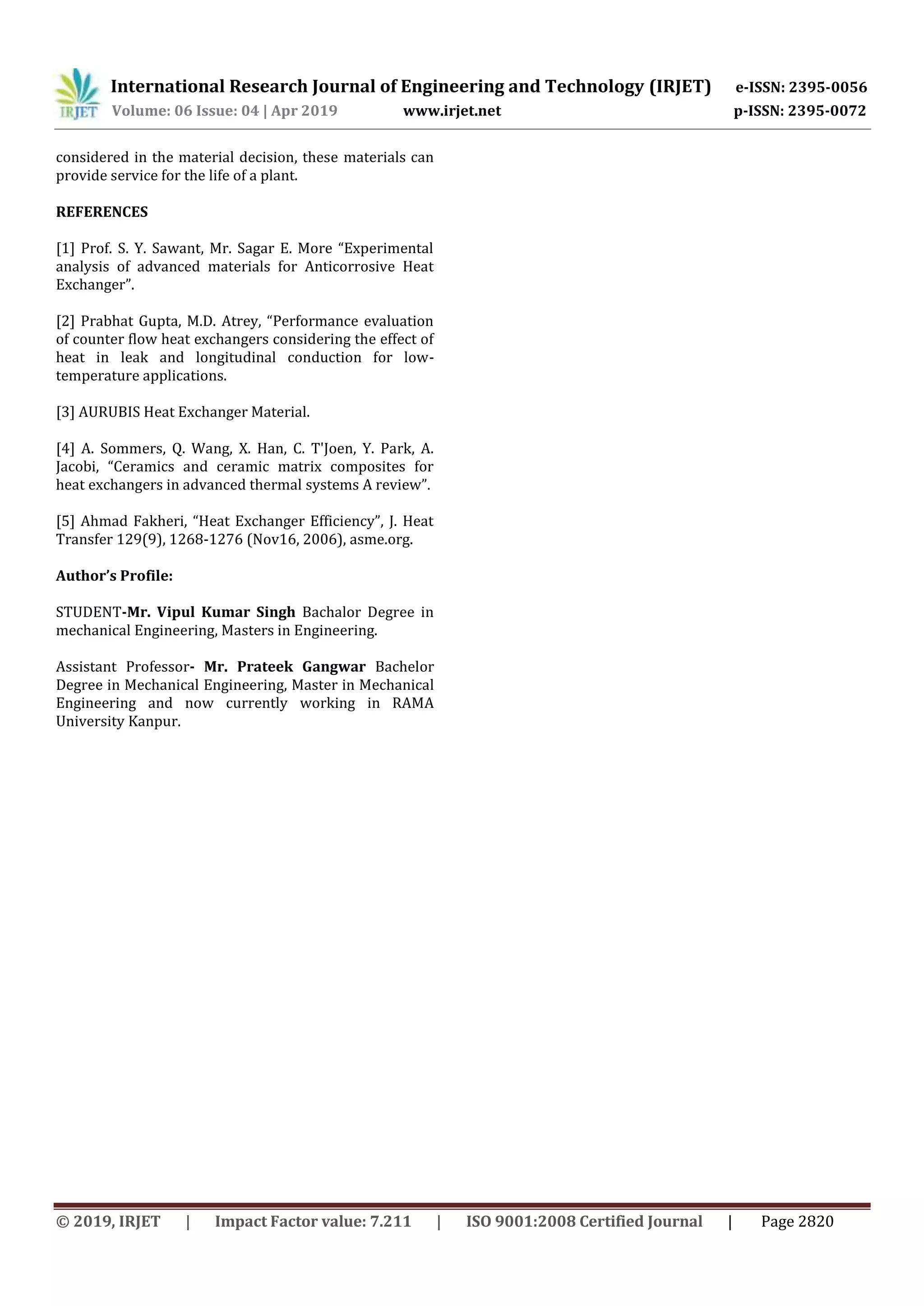 IRJET- Analysis of Shell and Tube Heat Exchanger Materials | PDF | Geology | Science