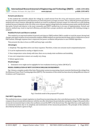 IRJET- Perturb & Observe MPPT Technique used for PV System Under Different Environmental ...