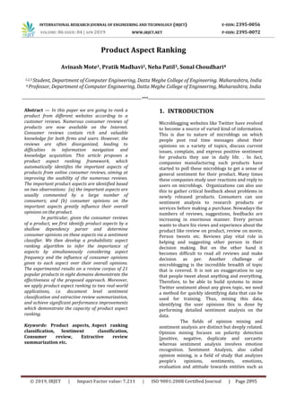 IRJET- Product Aspect Ranking | PDF
