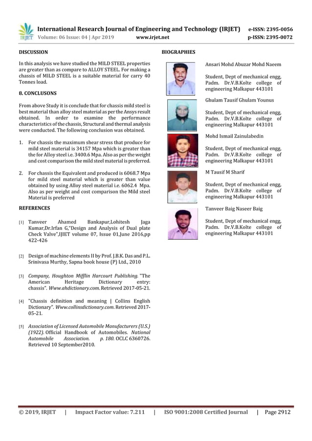 IRJET- Chassis Design & Analysis | PDF