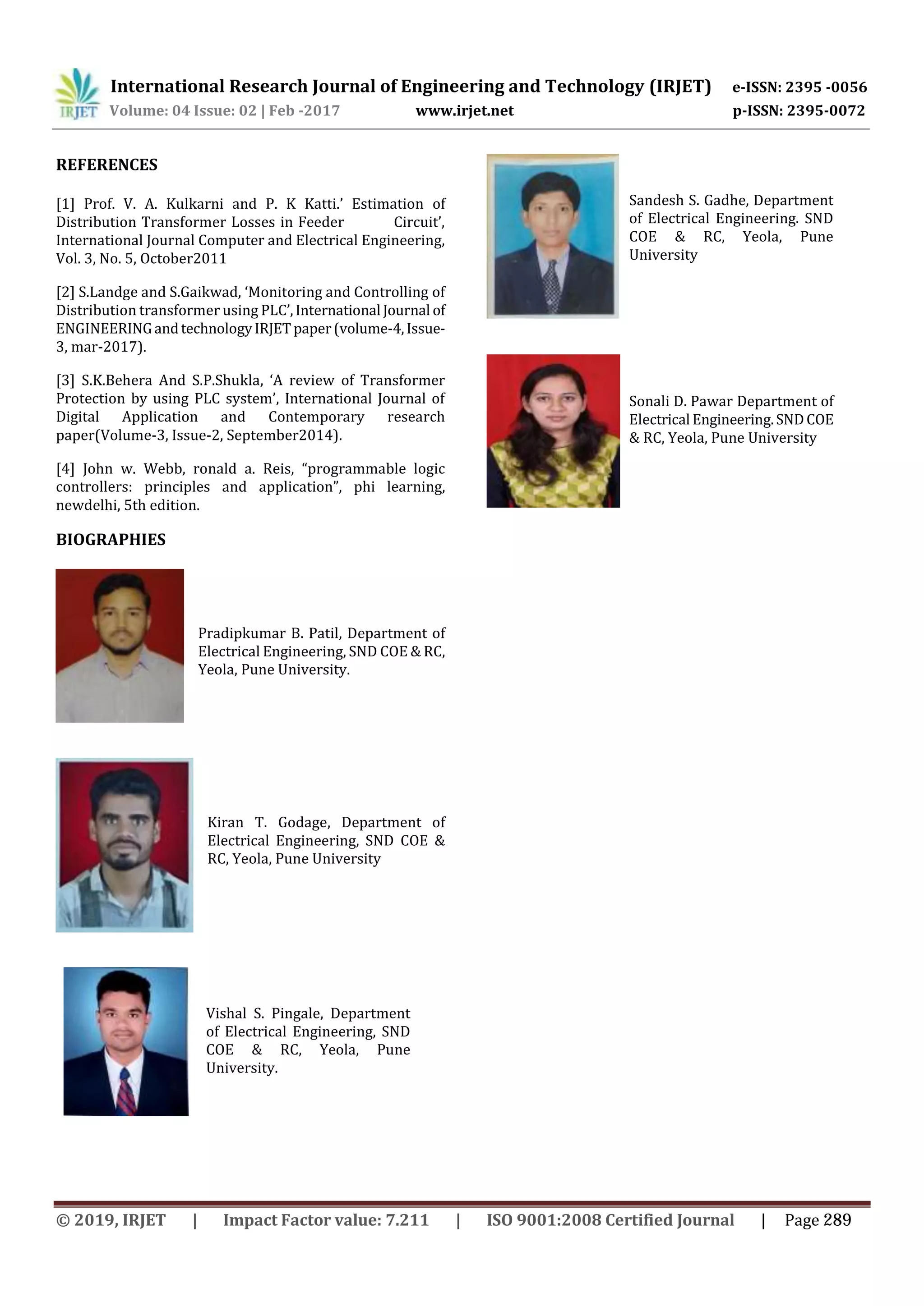 IRJET- Monitoring of Distribution Transformer and its Theft Protection by using PLC | PDF