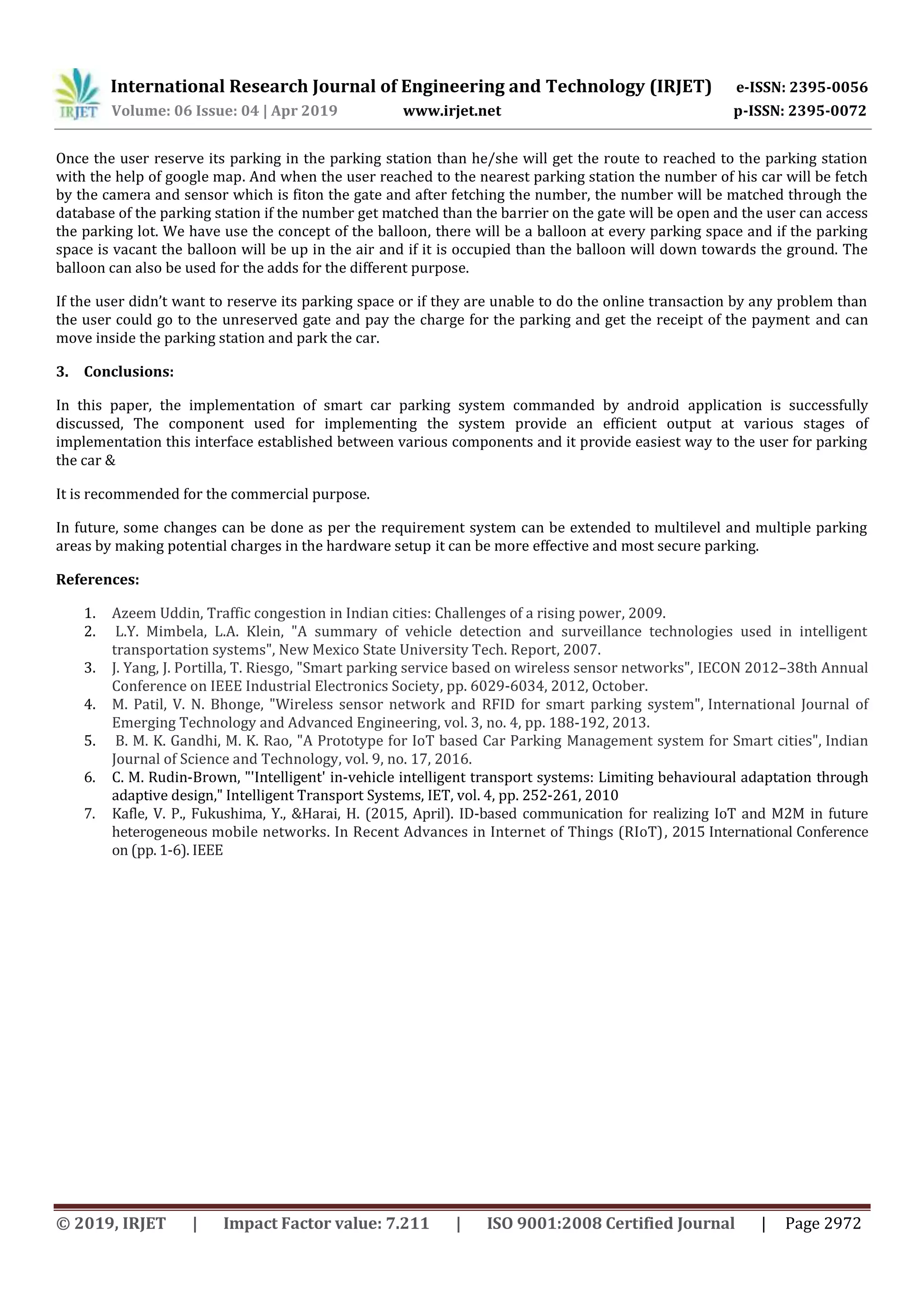 IRJET- Smart Parking System using IoT | PDF