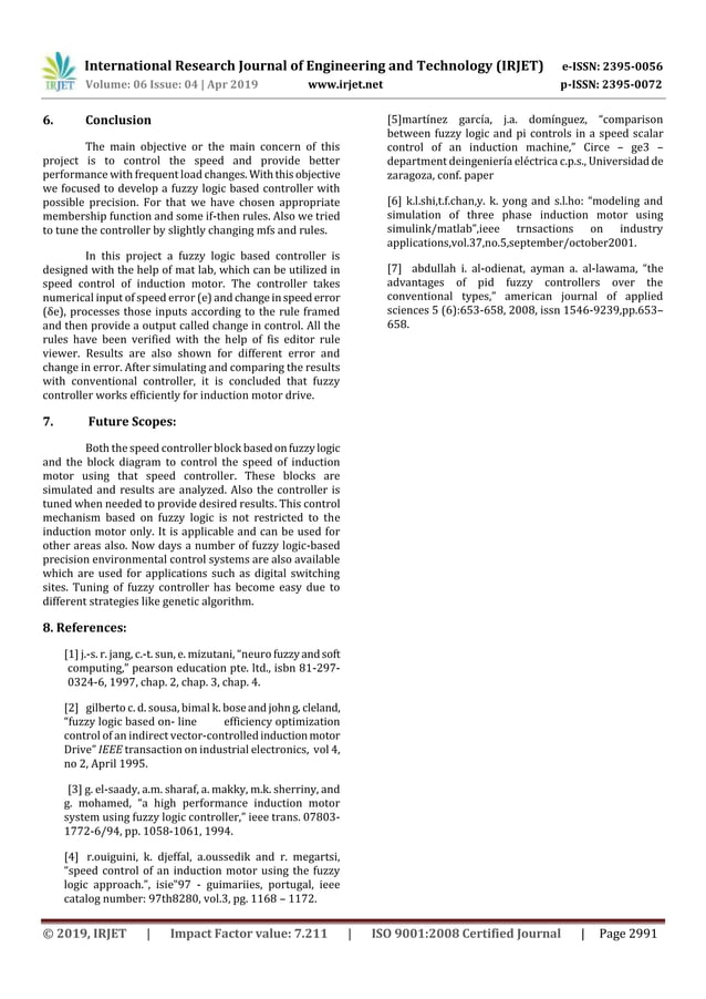 IRJET- Comparative Analysis between PI and Fuzzy Controller for Speed Control of Induction Motor ...