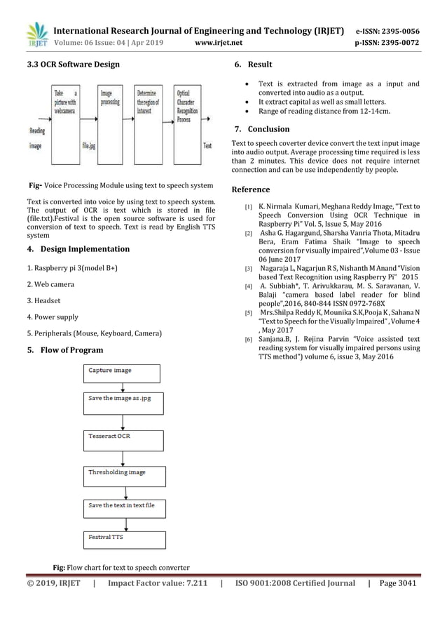 IRJET-Raspberry Pi based Reader for Blind People | PDF