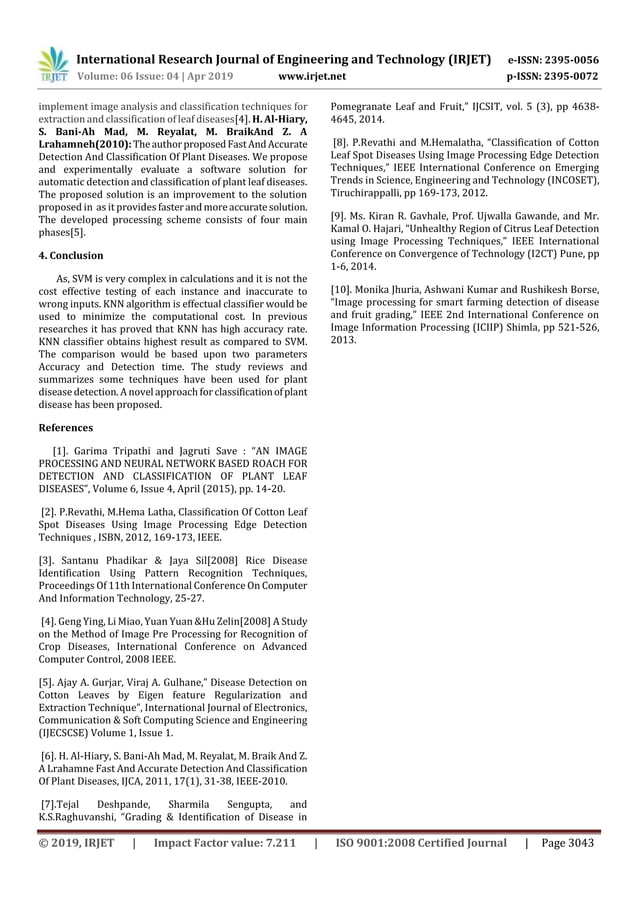 IRJET- Detection of Plant Leaf Diseases using Machine Learning | PDF