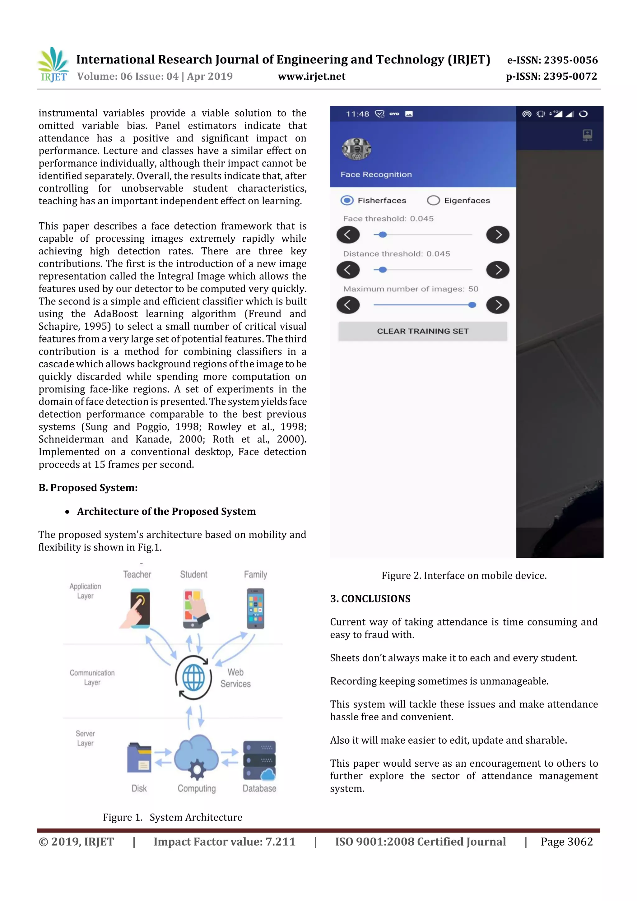 Irjet Face Recognition Based Mobile Automatic Classroom Attendance