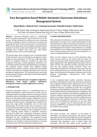 IRJET- Face Recognition based Mobile Automatic Classroom Attendance Management System | PDF