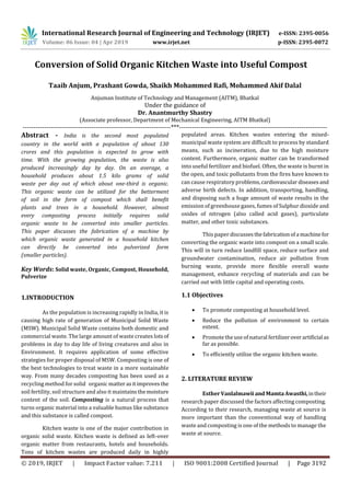 IRJET- Conversion of Solid Organic Kitchen Waste into Useful Compost | PDF