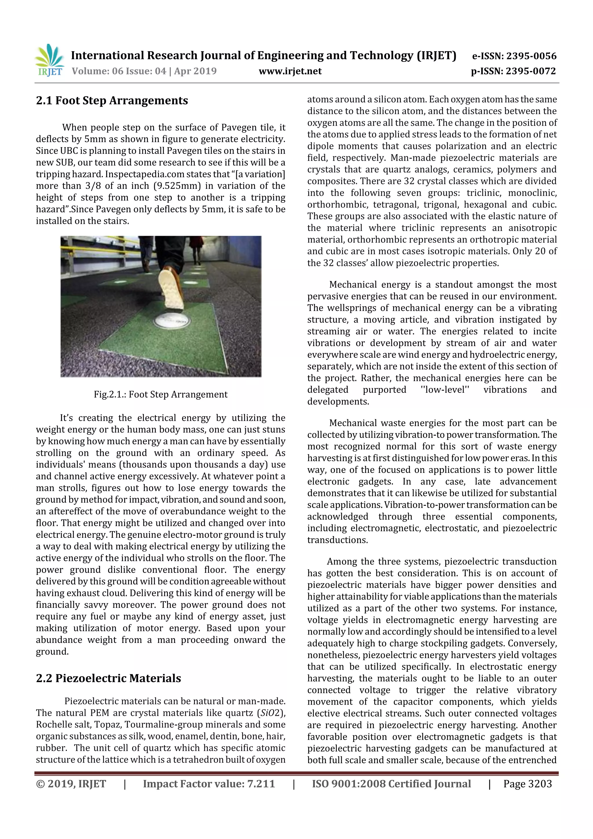 IRJET- Energy Generation and Implementation of Power Floor(Pavegen) | PDF
