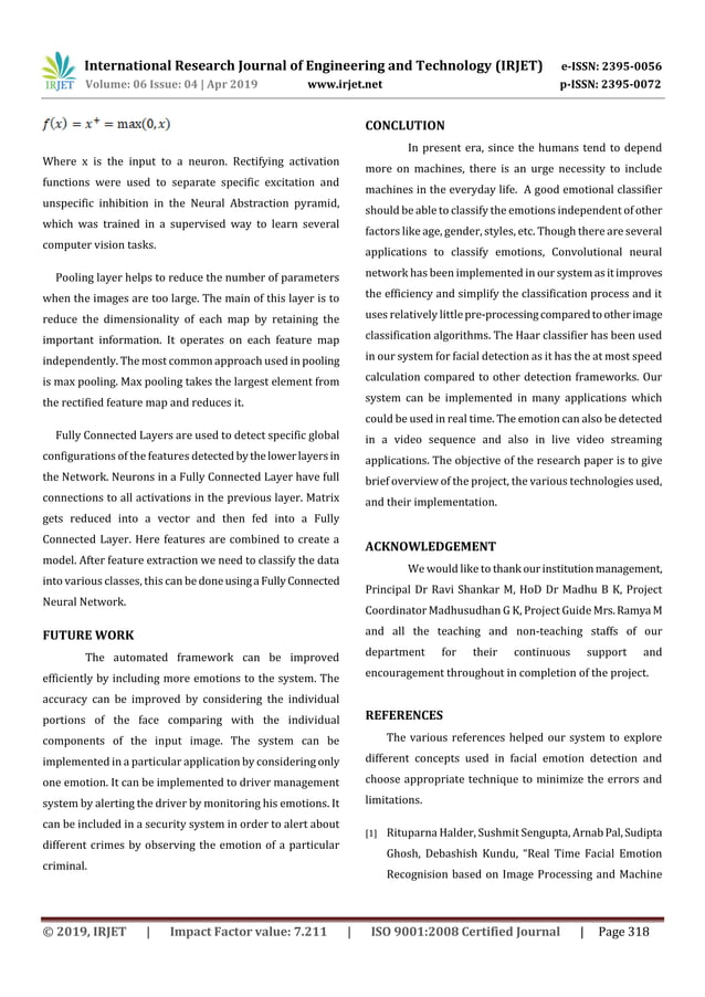 Irjet Facial Emotion Detection Using Convolutional Neural Network Pdf