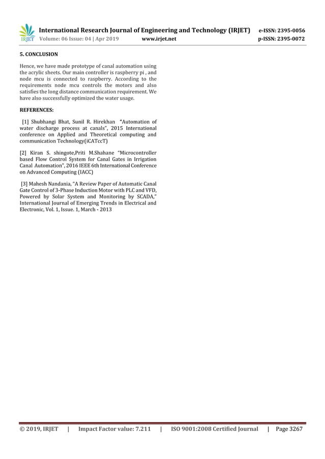 Irjet Automation And Optimization Of Multiple Gate Control For Canals