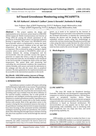 IRJET- IoT based Greenhouse Monitoring using PIC16F877A | PDF