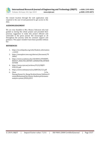 IRJET- Student Result Analysis and Performance Report Generator | PDF