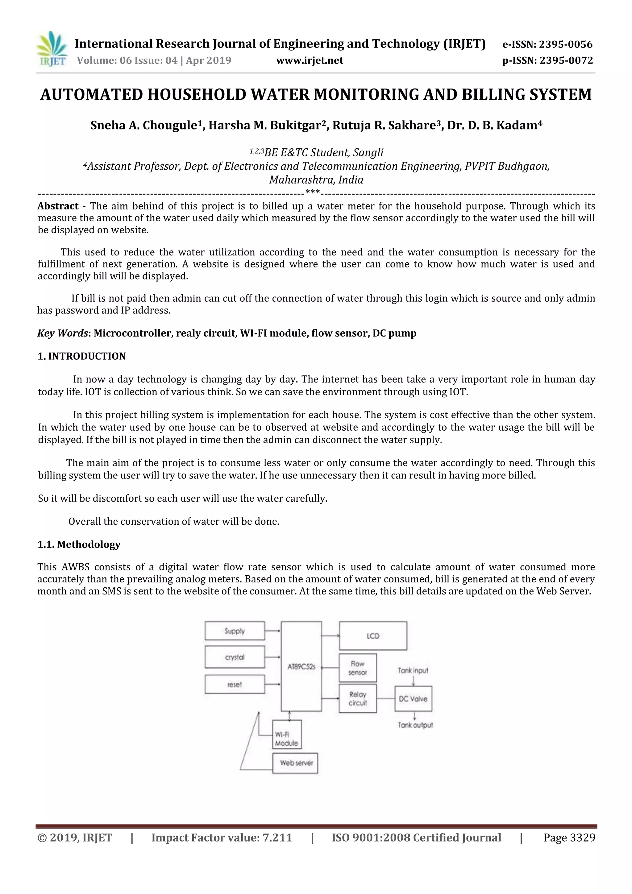 IRJET- Automated Household Water Monitoring and Billing System | PDF