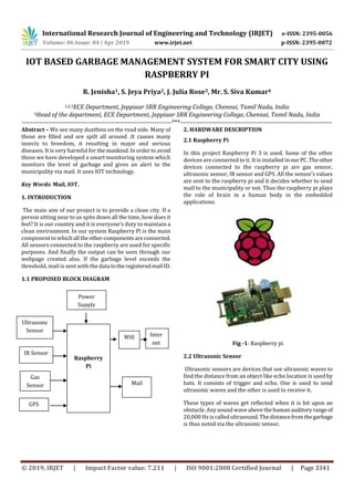 IRJET- IoT based Garbage Management System for Smart City using ...