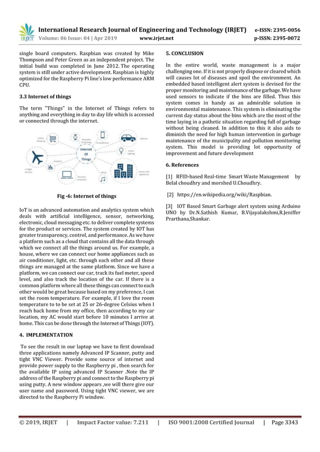 IRJET- IoT based Garbage Management System for Smart City using Raspberry Pi | PDF