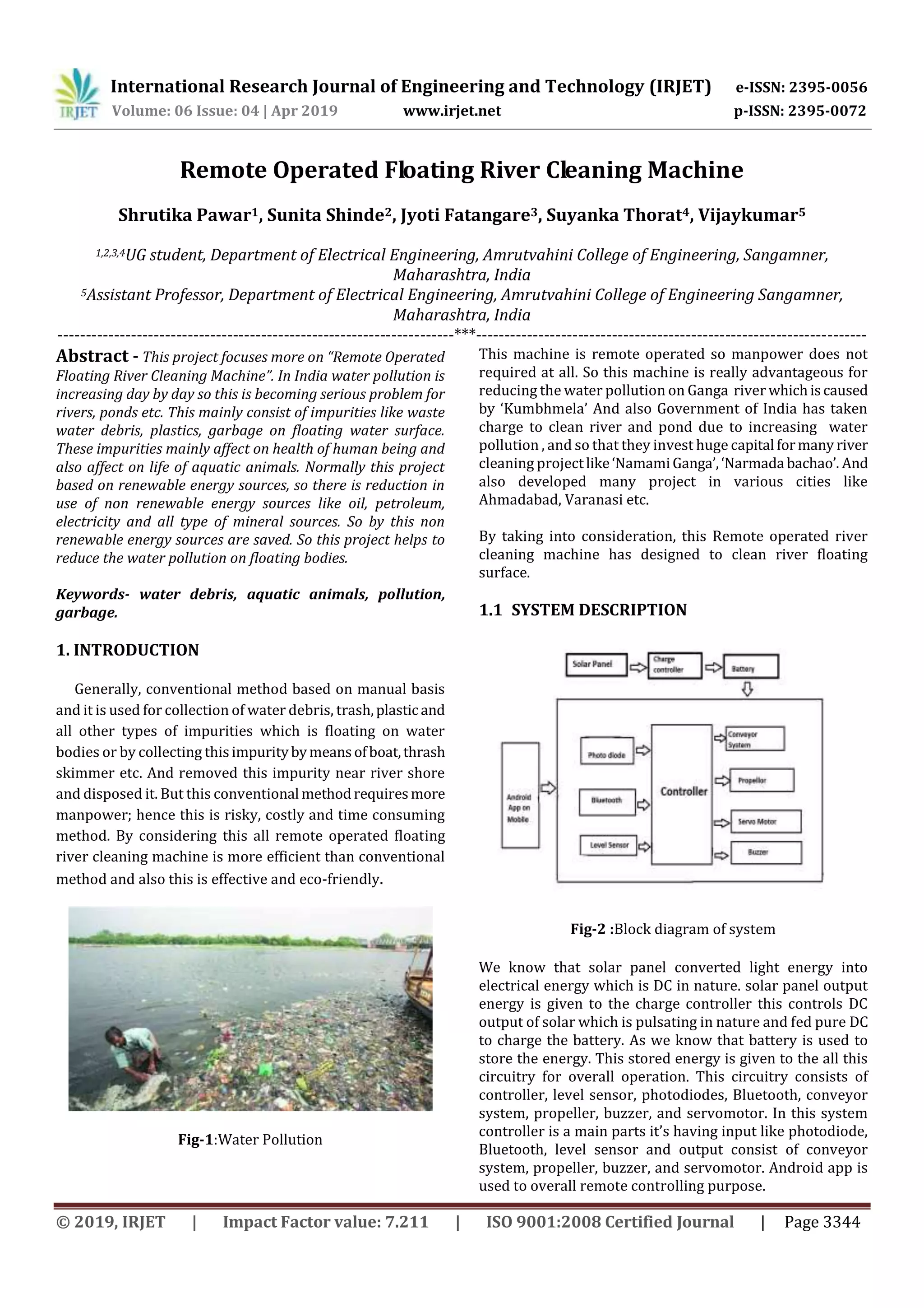 IRJET- Remote Operated Floating River Cleaning Machine | PDF