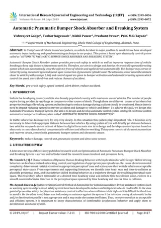 IRJET- Automatic Pneumatic Bumper Shock Absorber and Breaking System | PDF