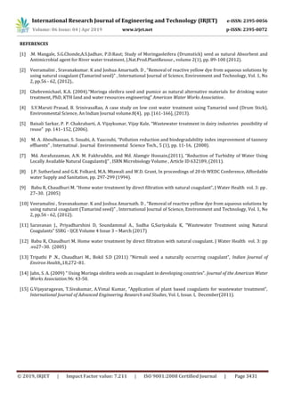IRJET- Use of Natural Coagulants in Waste Water Treatment | PDF