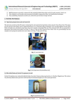 IRJET-Soil Stabilization using Microbially Induced Calcite ...