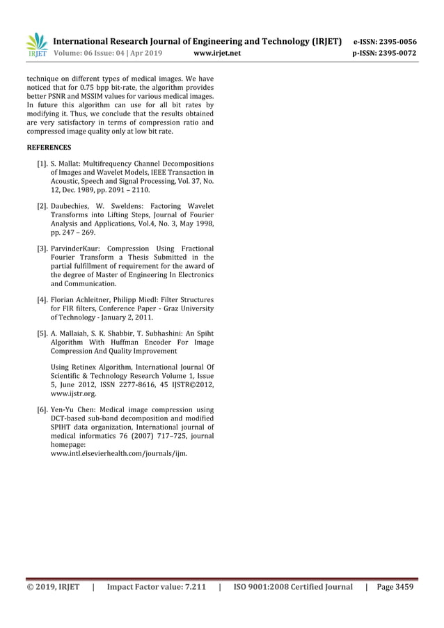 IRJET- Wavelet Transform along with SPIHT Algorithm used for Image Compression | PDF